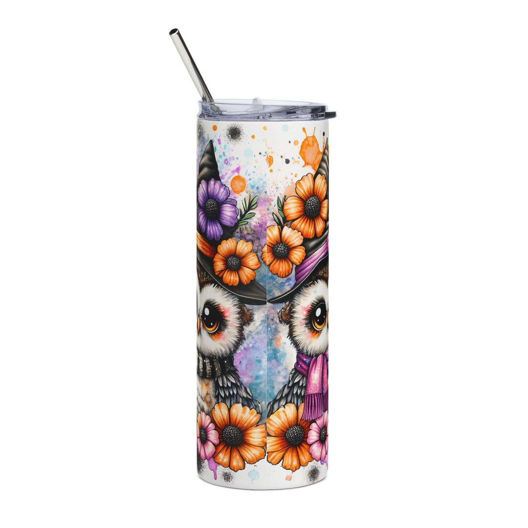 Cute Witch Owl Halloween Design with Pumpkins & Haunted House by Imagin ...